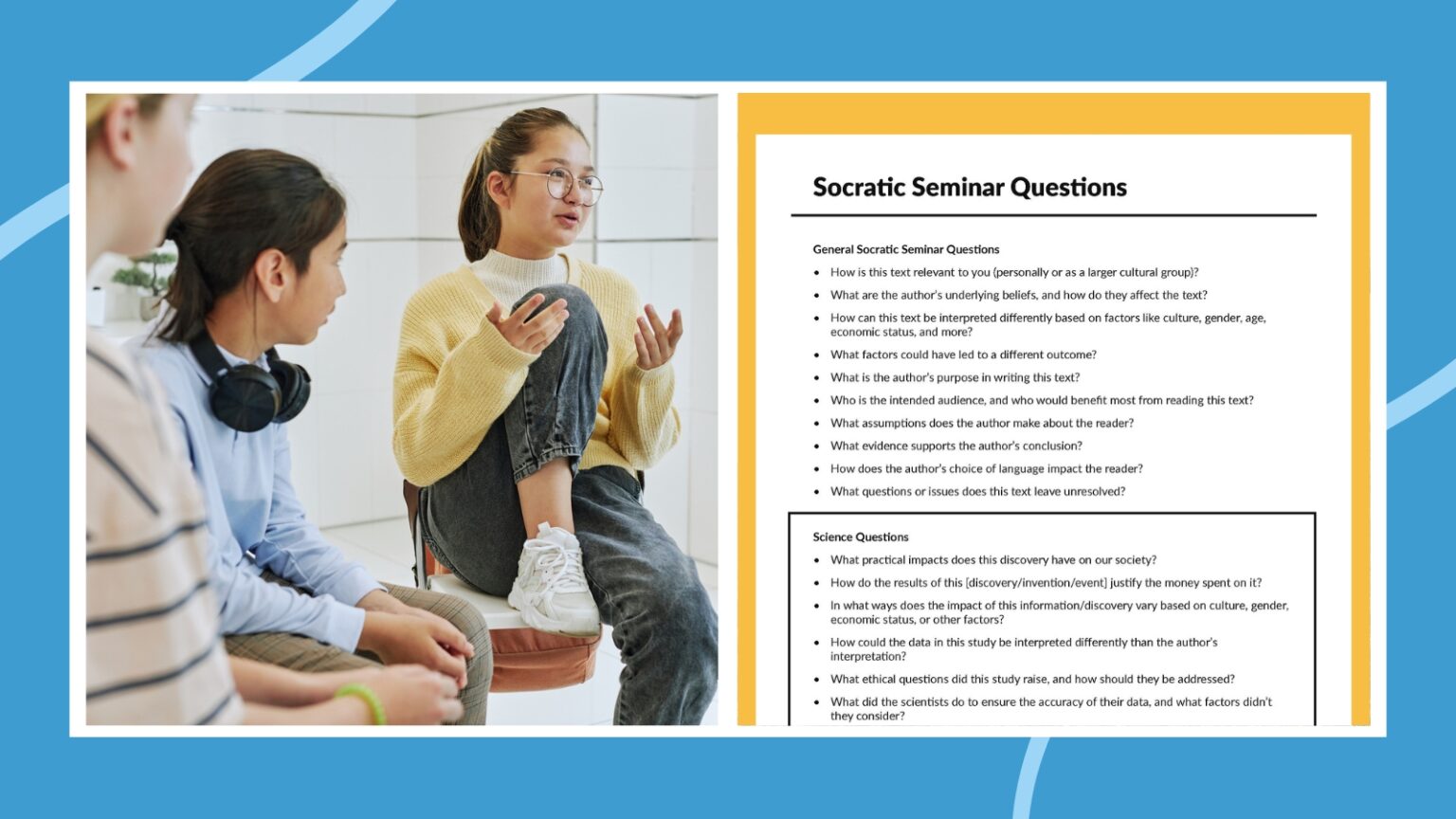 Socratic Seminar Guide and Questions (Free Printable)