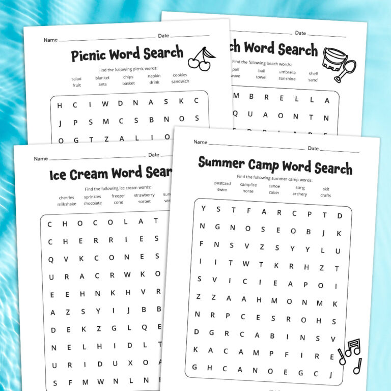 Summer Word Search Bundle: Free Download With Answer Key