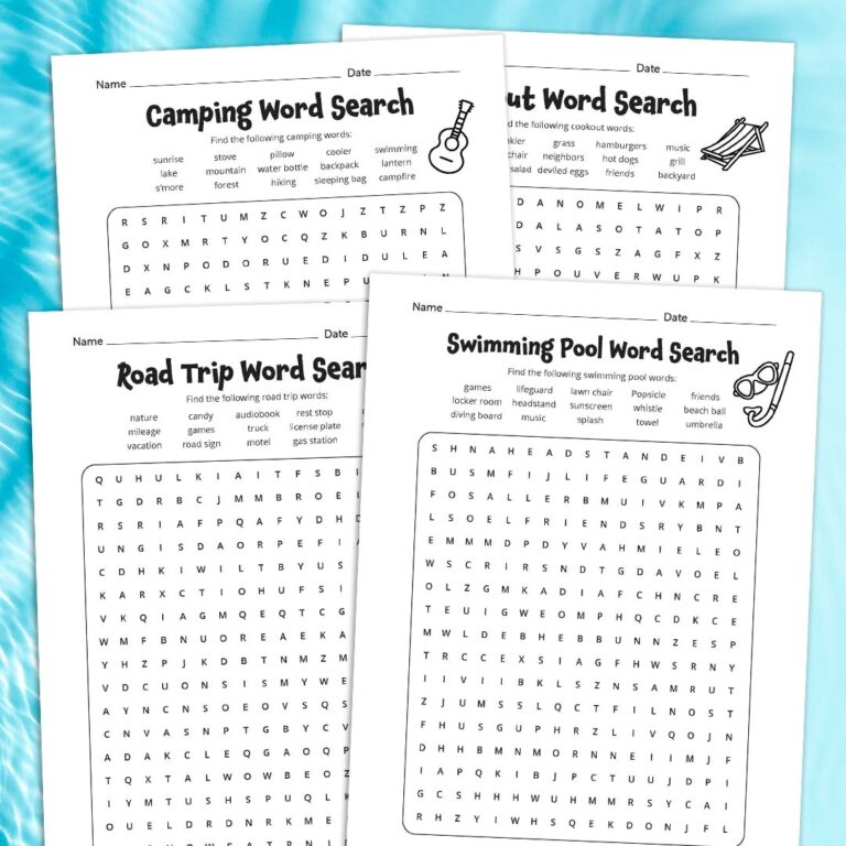 Summer Word Search Bundle: Free Download With Answer Key