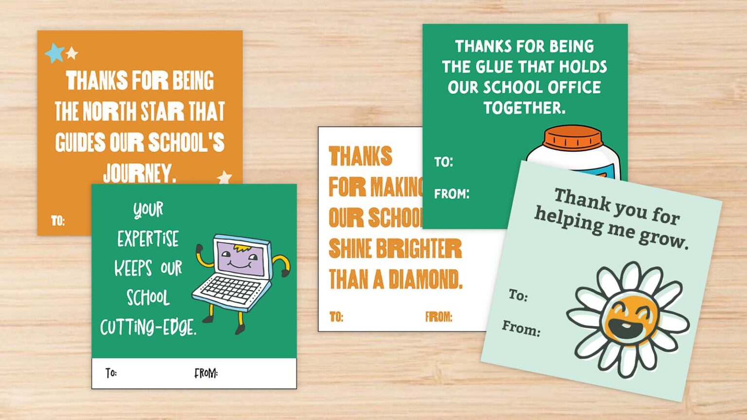 Free Printable Thank-You Cards for Custodians, Librarians & More