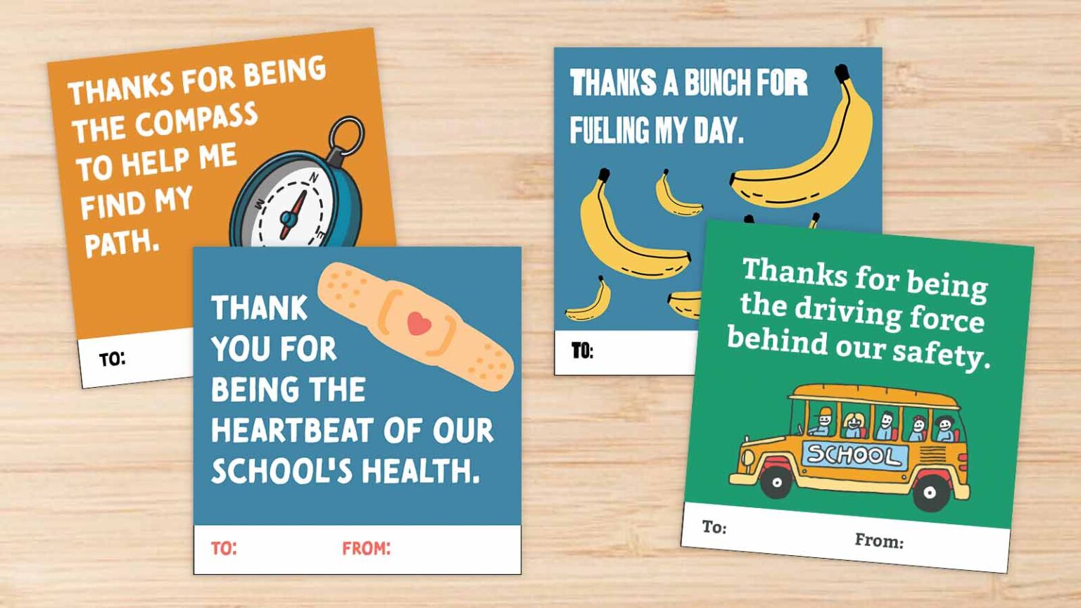 Free Printable Thank-You Cards for Custodians, Librarians & More