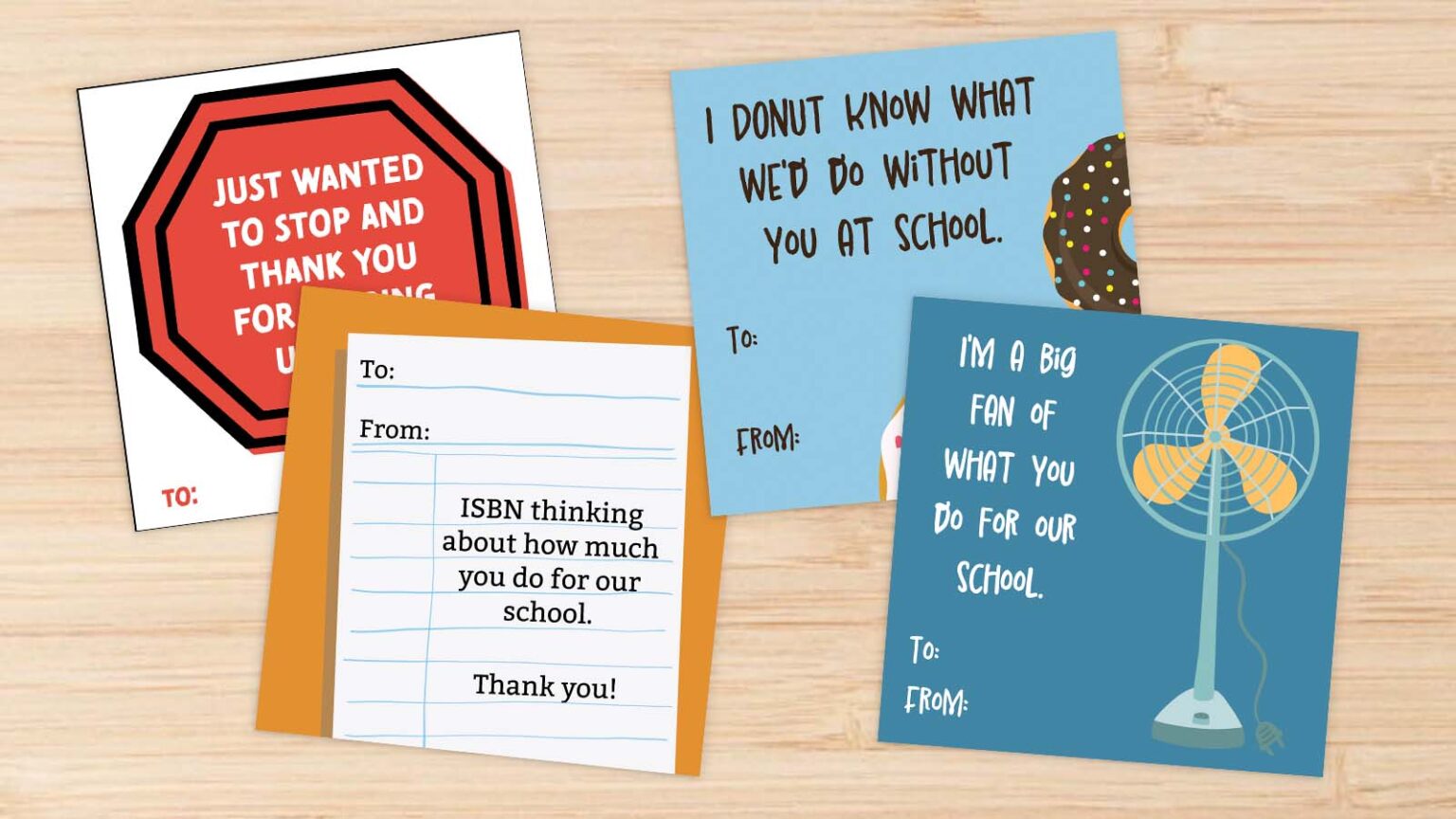Free Printable Thank-You Cards for Custodians, Librarians & More
