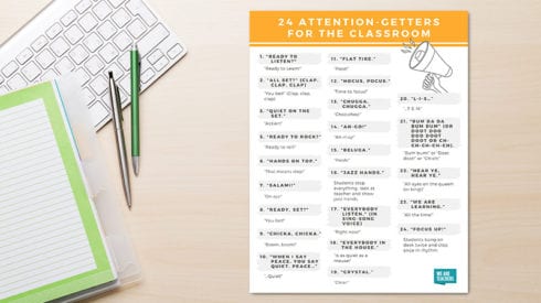 100 Attention-Getters for the Classroom: List and Free Posters