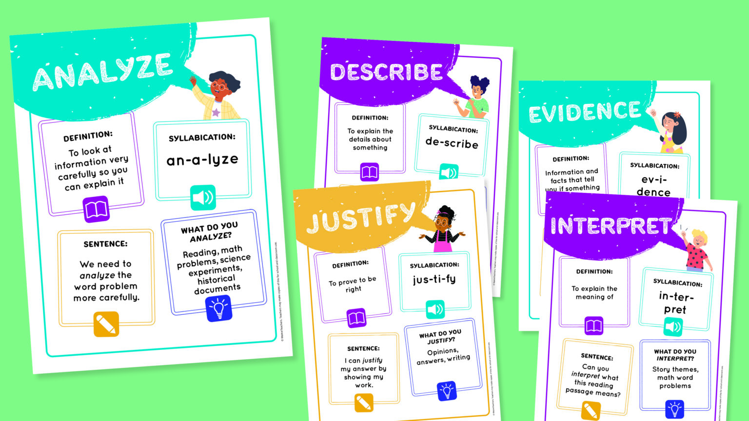 Free Academic Vocabulary Mini Posters for Your Classroom