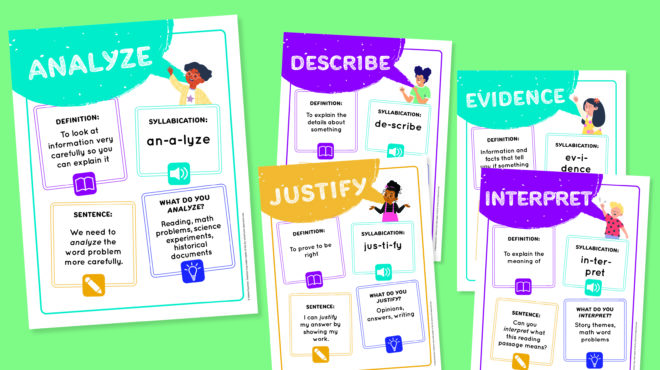 Free Academic Vocabulary Mini Posters for Your Classroom