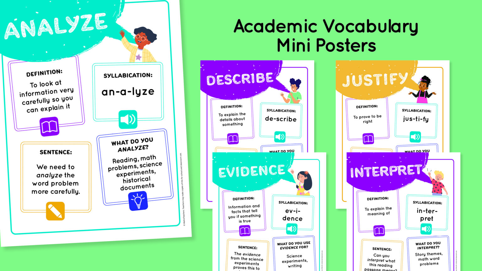 Free Academic Vocabulary Mini Posters for Your Classroom