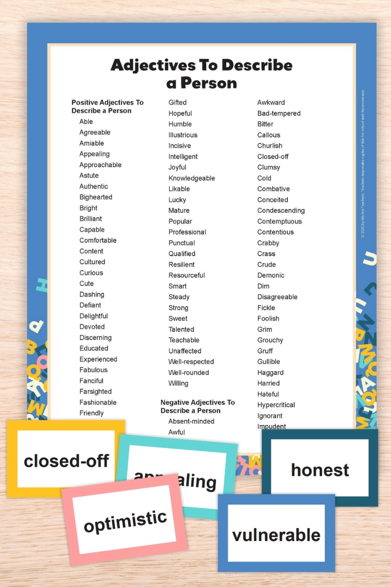 400 Eloquent Adjectives To Describe a Person (Free Printables!) - Asha ...