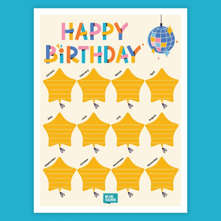 Celebrate Student Birthdays With Our Free Class Birthday Chart