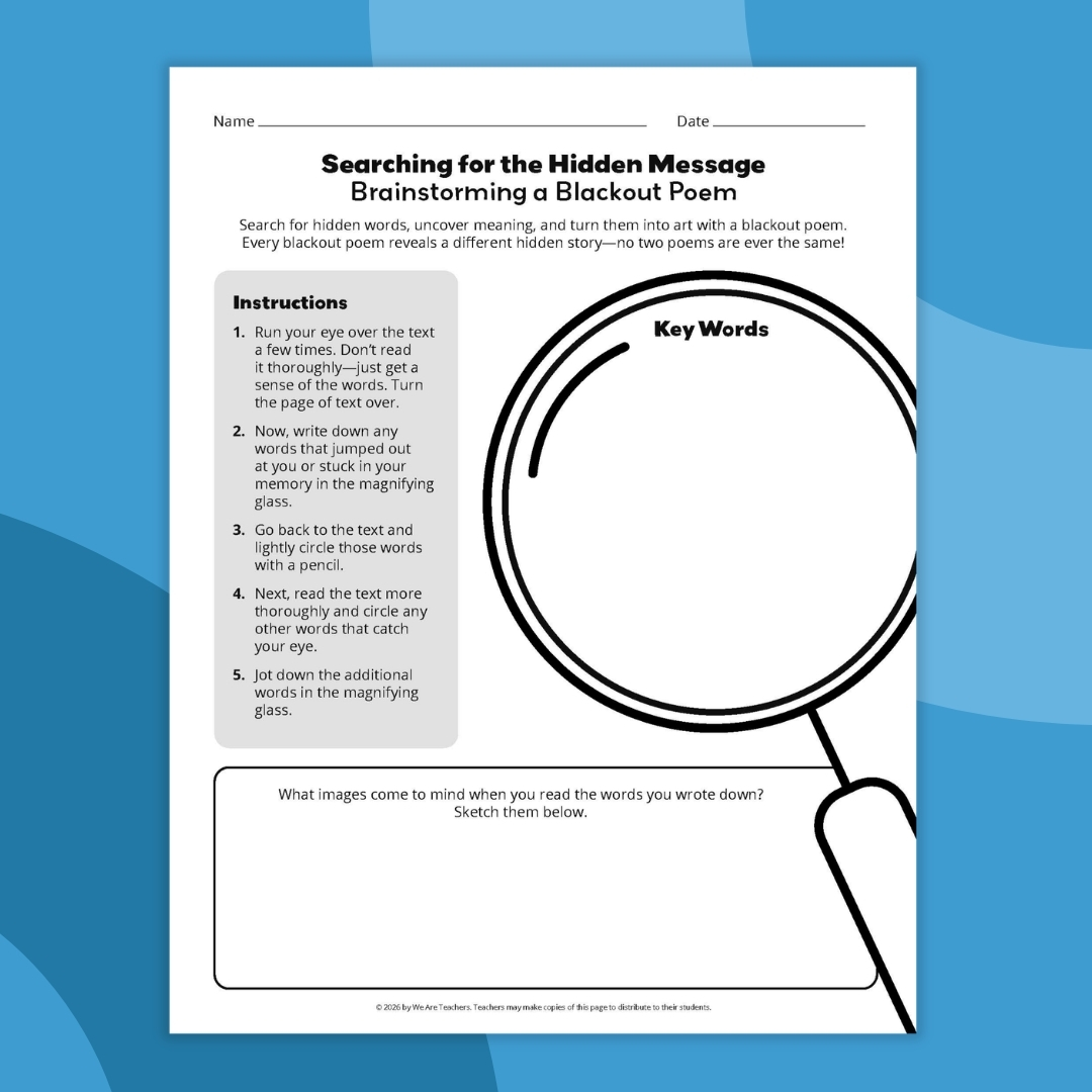 Free Printable Blackout Poetry Template Bundle - We Are Teachers
