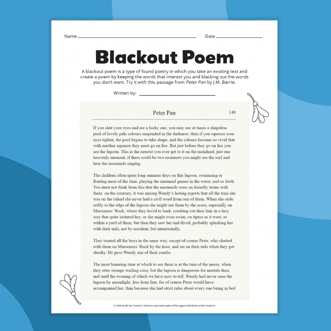 Free Printable Blackout Poetry Template Bundle - We Are Teachers