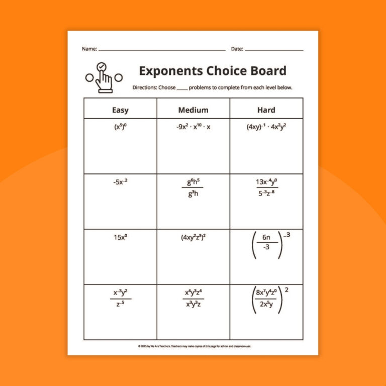 Free Printable Exponents Worksheet Bundle - We Are Teachers