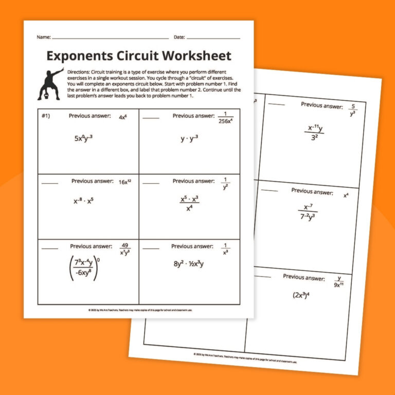 Free Printable Exponents Worksheet Bundle - We Are Teachers