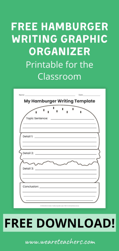 Free Printable Hamburger Writing Graphic Organizer - We Are Teachers