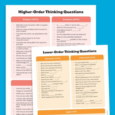 70 Higher-Order Thinking Questions and Stems + Free Printable