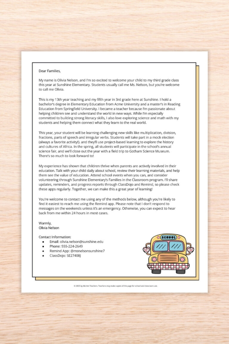 Teacher Introduction Letter to Parents Examples and Templates - October ...