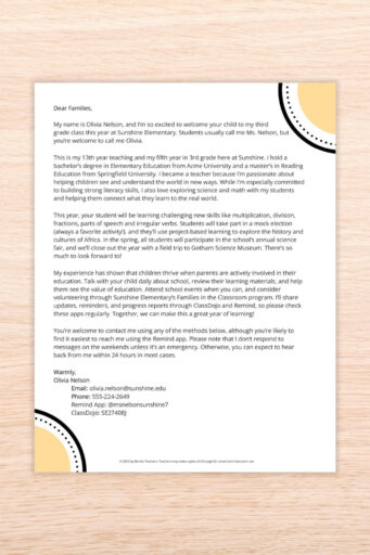 Teacher Introduction Letter to Parents Examples and Templates