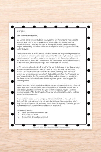 Teacher Introduction Letter to Parents Examples and Templates - October ...