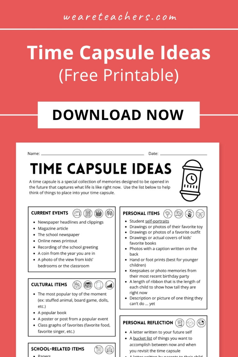 Time Capsule Ideas (Free Printable)