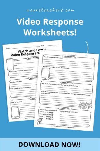 Free Video Response Worksheets