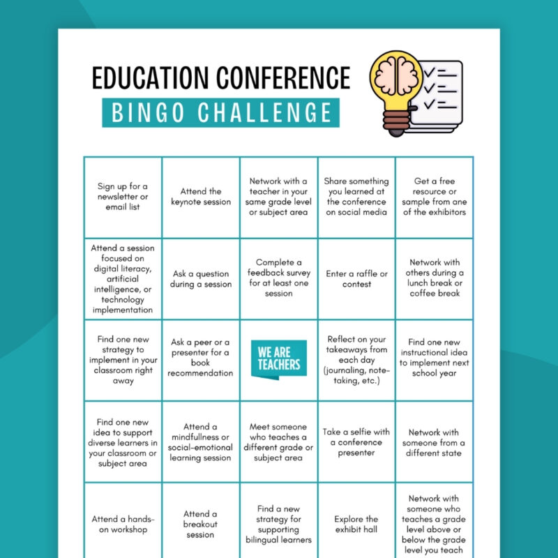 Education Conference Bingo Challenge - We Are Teachers - Asha Modern School