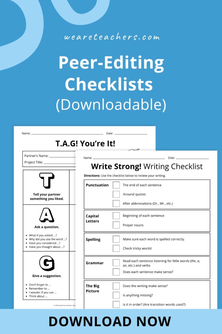 Peer-Editing Checklists Downloadable