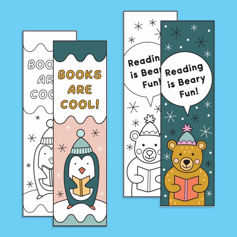 Winter Bookmarks: Free Printable With 5 Designs