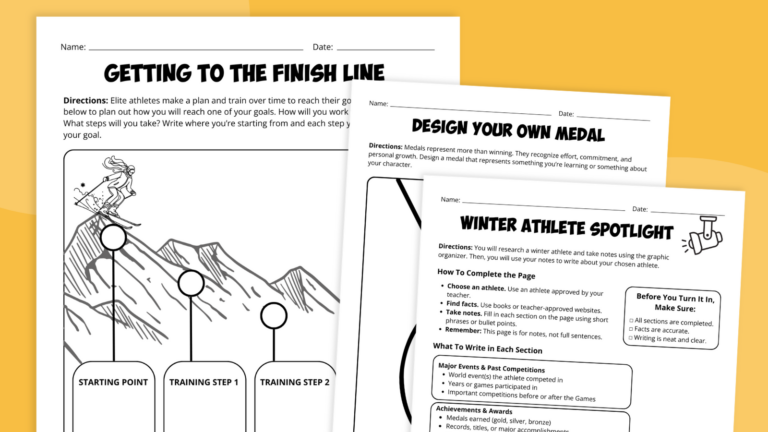 Winter Sports Worksheets (Free Printable Bundle)
