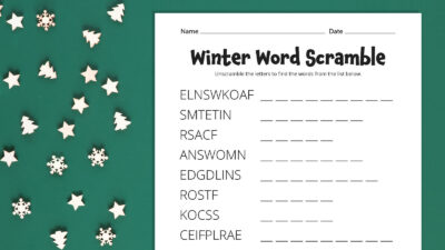 Winter Word Scramble: Free Printable Worksheet Plus Answer Key