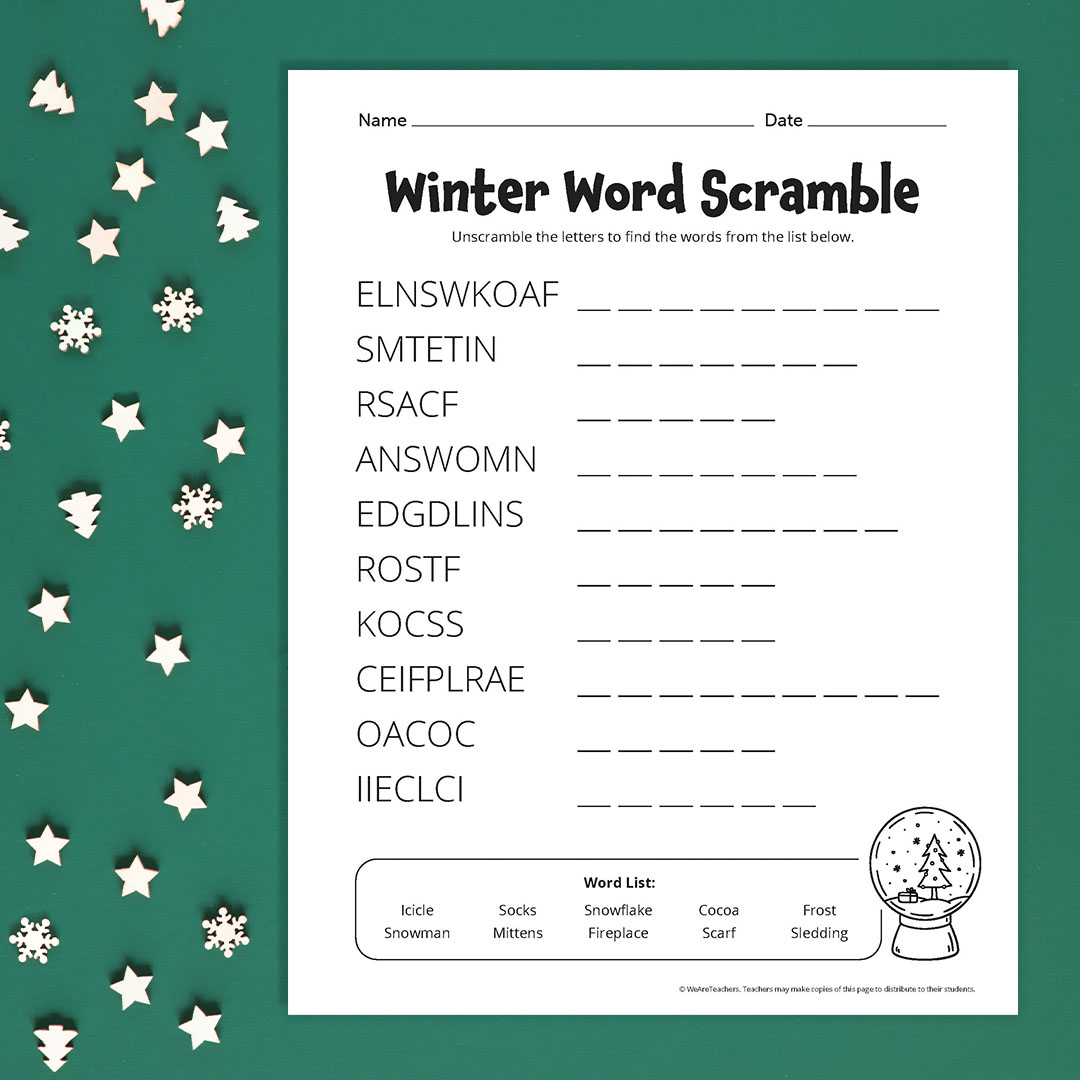 Winter Word Scramble Free Printable Worksheet Plus Answer Key Winter Word Scramble Free Printable Worksheet Plus Answer Key