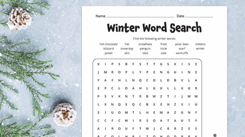 Winter Word Search: Free Printable Worksheet Plus Answer Key
