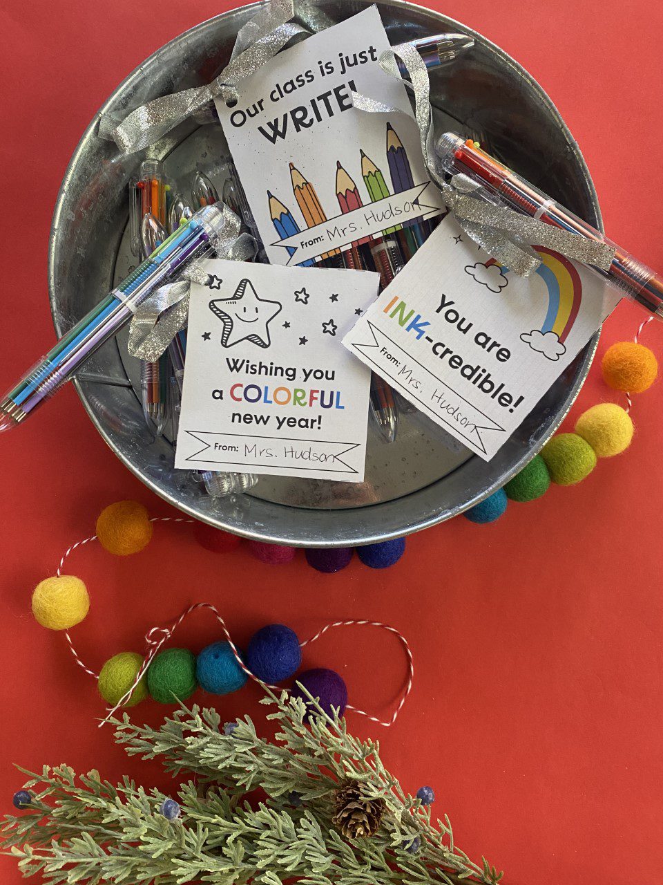 Multicolor Pen Gift Tags - Free Printable - WeAreTeachers