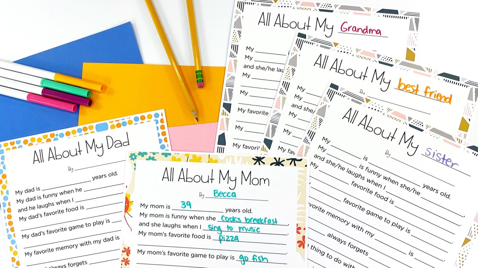 All About My Mom Printable + All About My Dad Printable - FREE Printable
