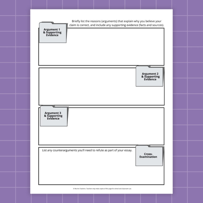Argumentative Essay Planner (Free Printable Worksheets) - We Are Teachers