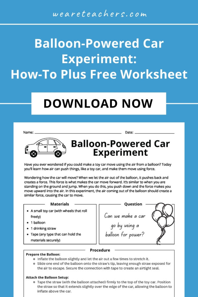 Balloon-Powered Car Experiment: How-To Plus Free Worksheet