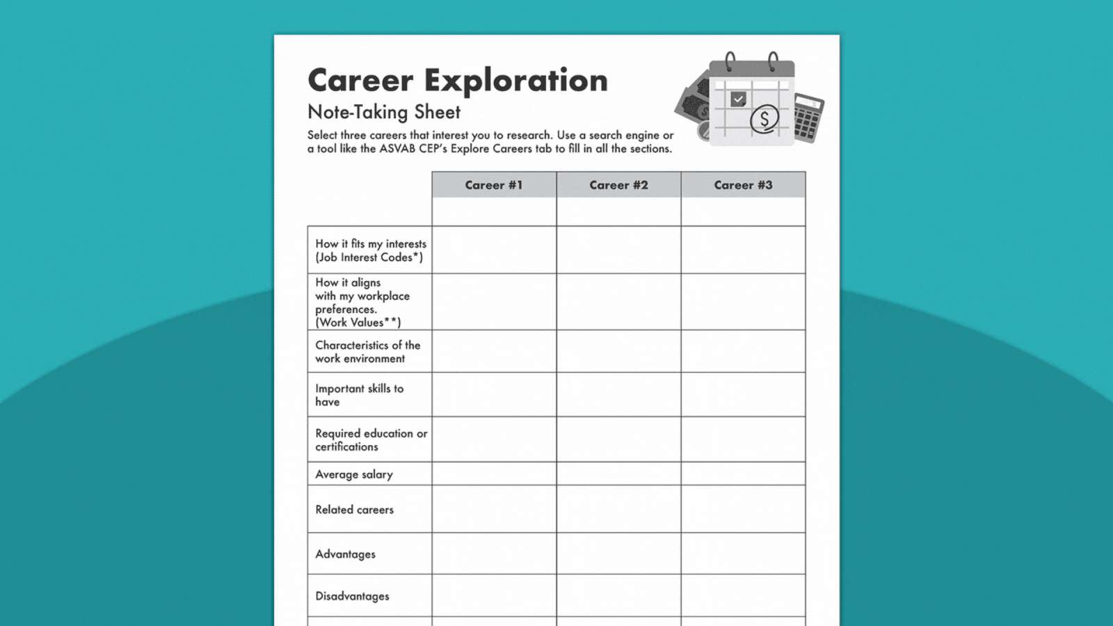 Career Exploration Worksheet Bundle for High School