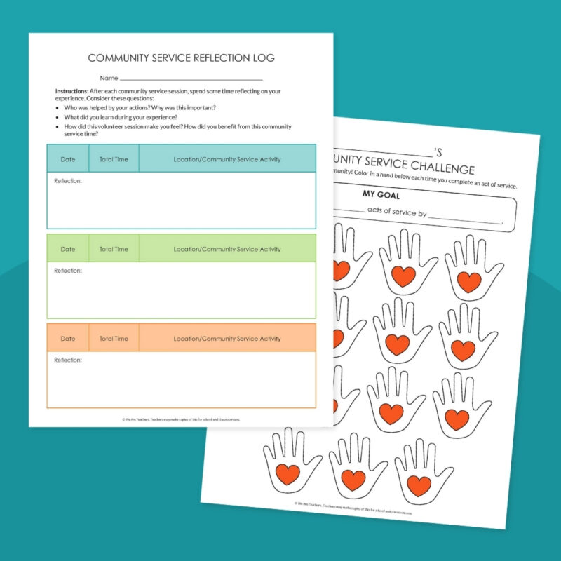 100 K-12 Service Learning Projects (Free Tracking Logs!)