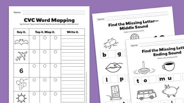 Free CVC Words Worksheets Bundle for Emerging Readers