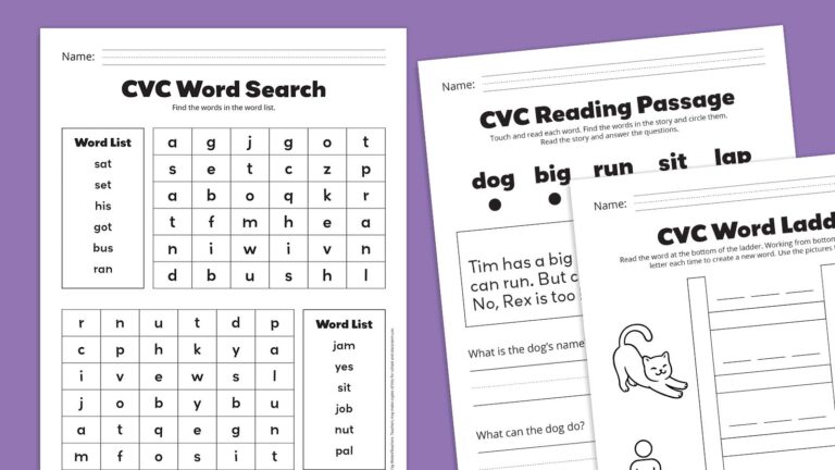 Free CVC Words Worksheets Bundle for Emerging Readers