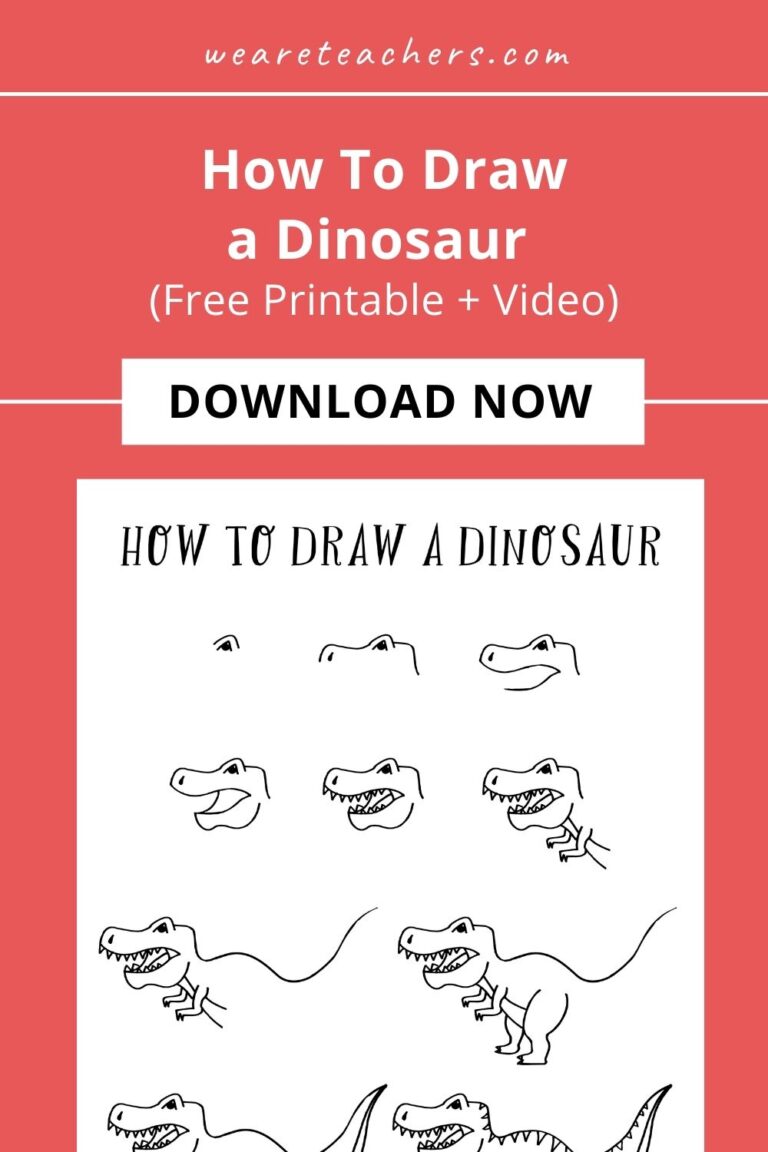 How To Draw a Dinosaur (Free Printable + Video)