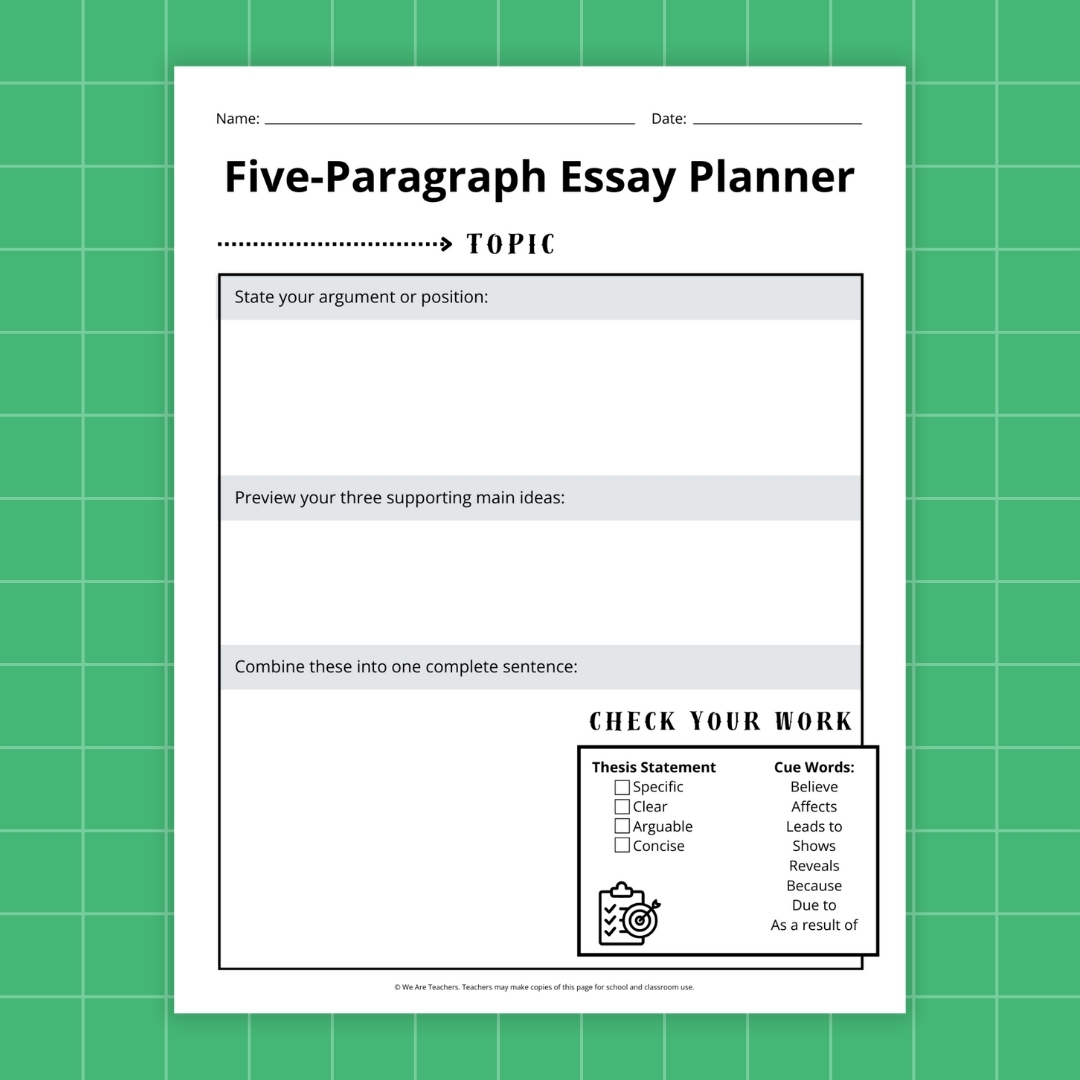 Five-Paragraph Essay Graphic Organizer (Free Worksheets)