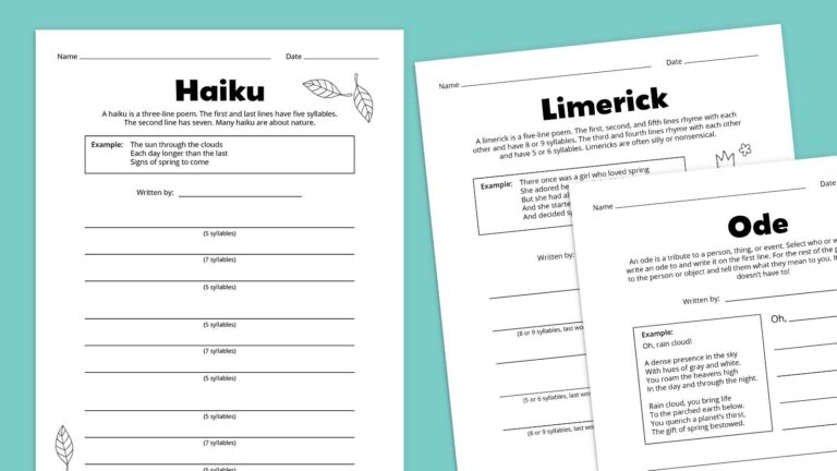 Poetry Worksheets: Get Our Free Bundle With 8 Templates