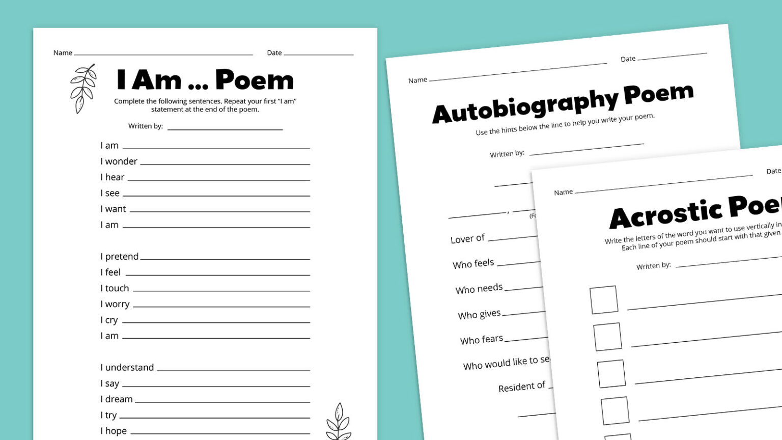 Poetry Worksheets: Get Our Free Bundle With 8 Templates