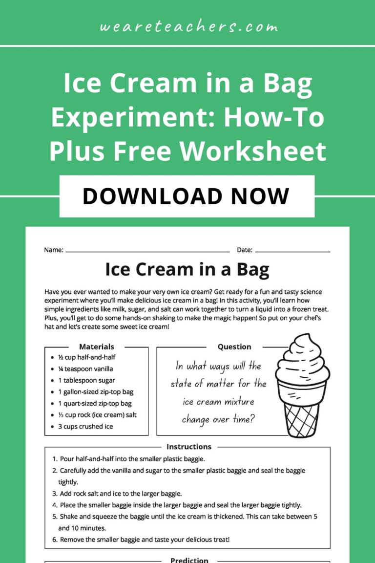 Ice Cream in a Bag Experiment: How-To Plus Free Worksheet