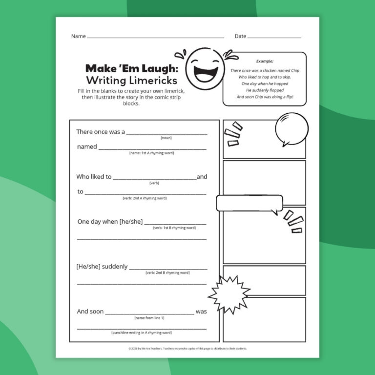 Limerick Worksheet Bundle for Kids (Free Printable)