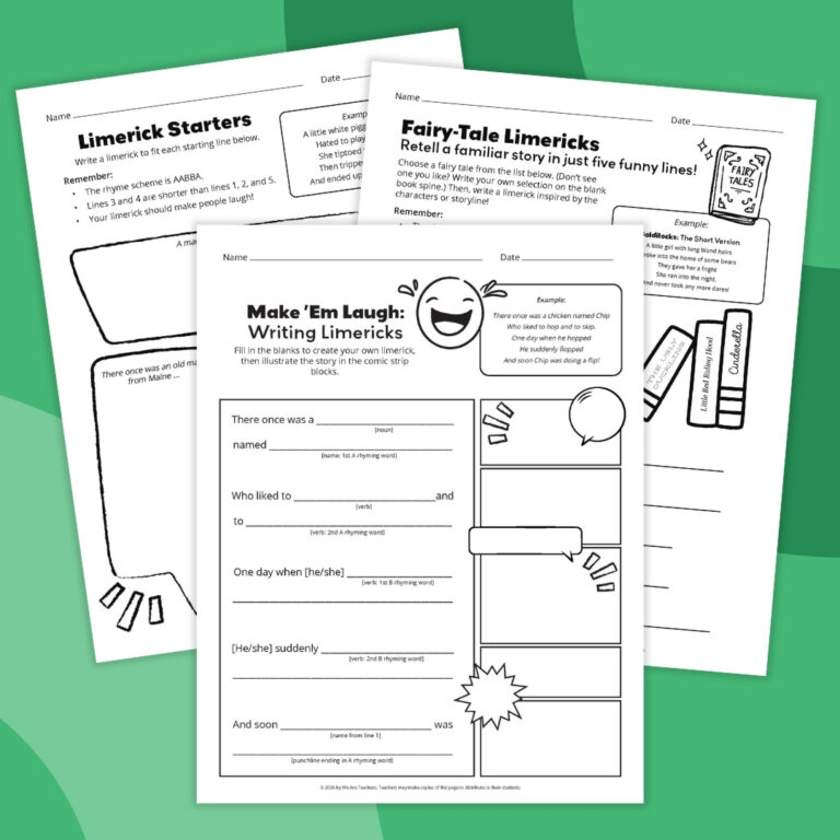 Limerick Worksheet Bundle for Kids (Free Printable)