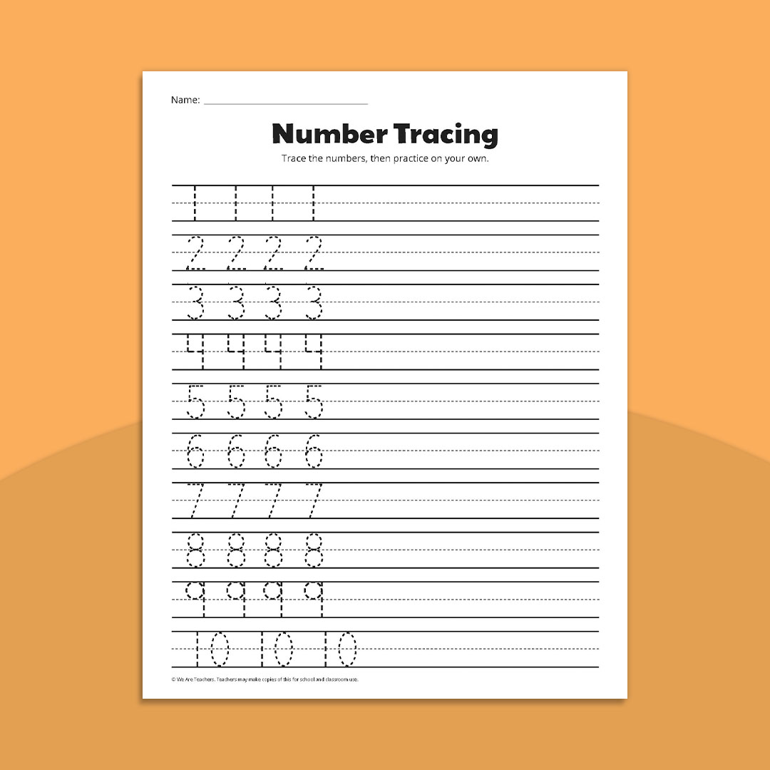 Number-Tracing Worksheets from 1-10