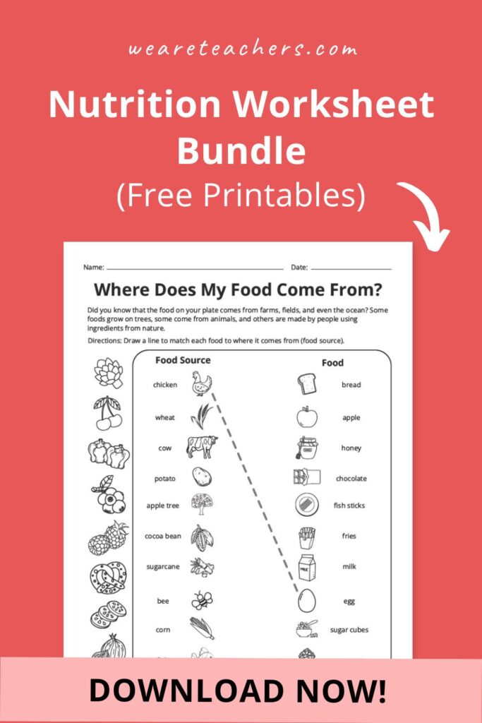 Nutrition Worksheet Bundle (Free Printables)