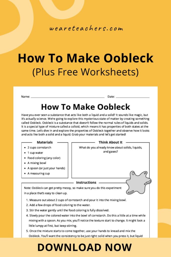 How To Make Oobleck (Free Printable Worksheet)