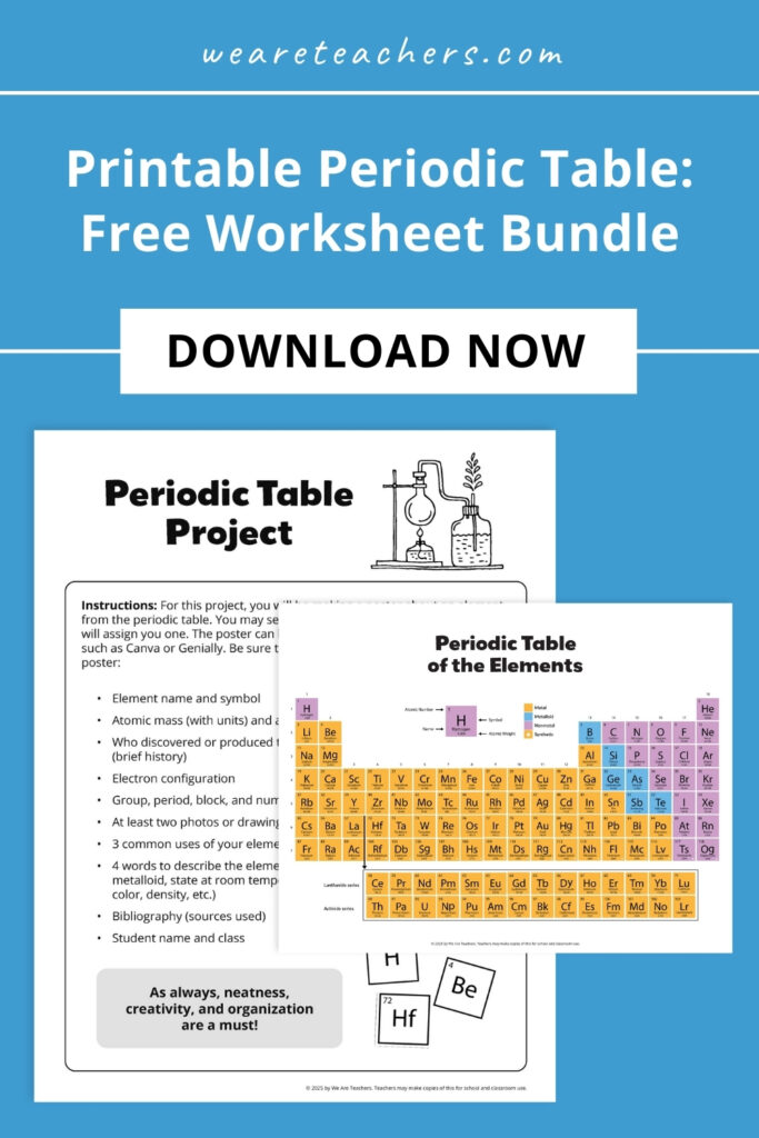 Printable Periodic Table: Free Worksheet Bundle