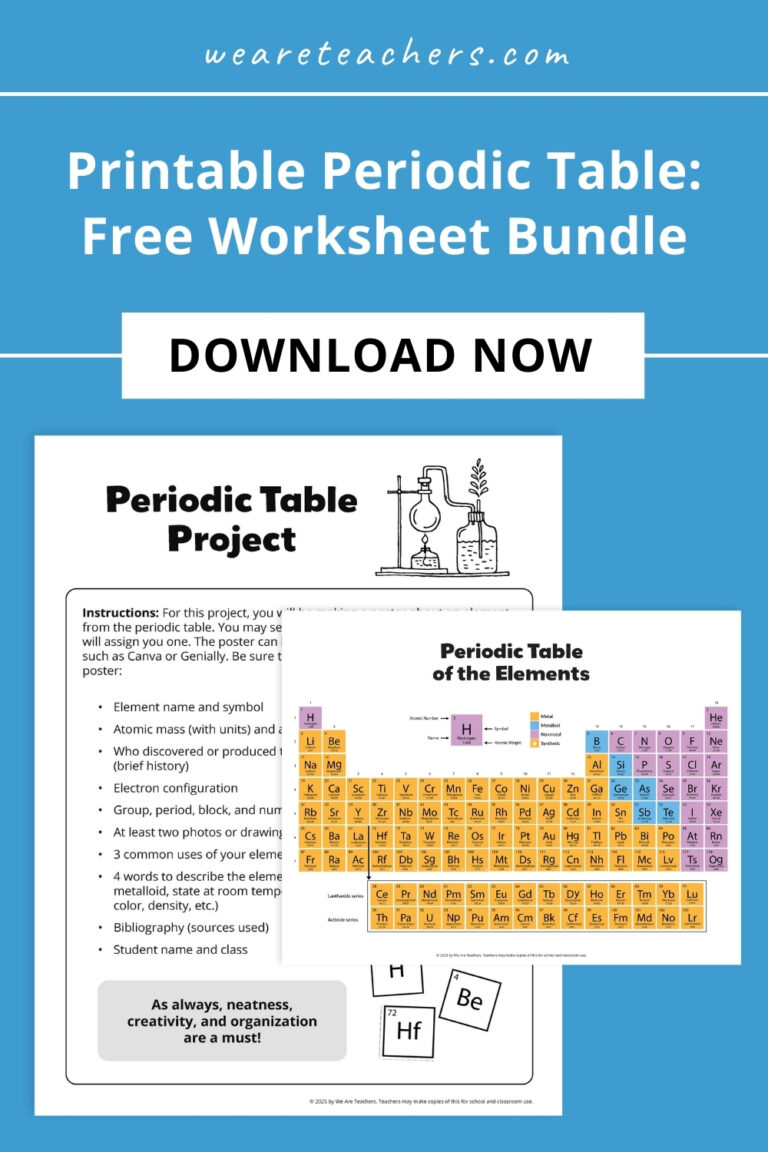 Printable Periodic Table: Free Worksheet Bundle